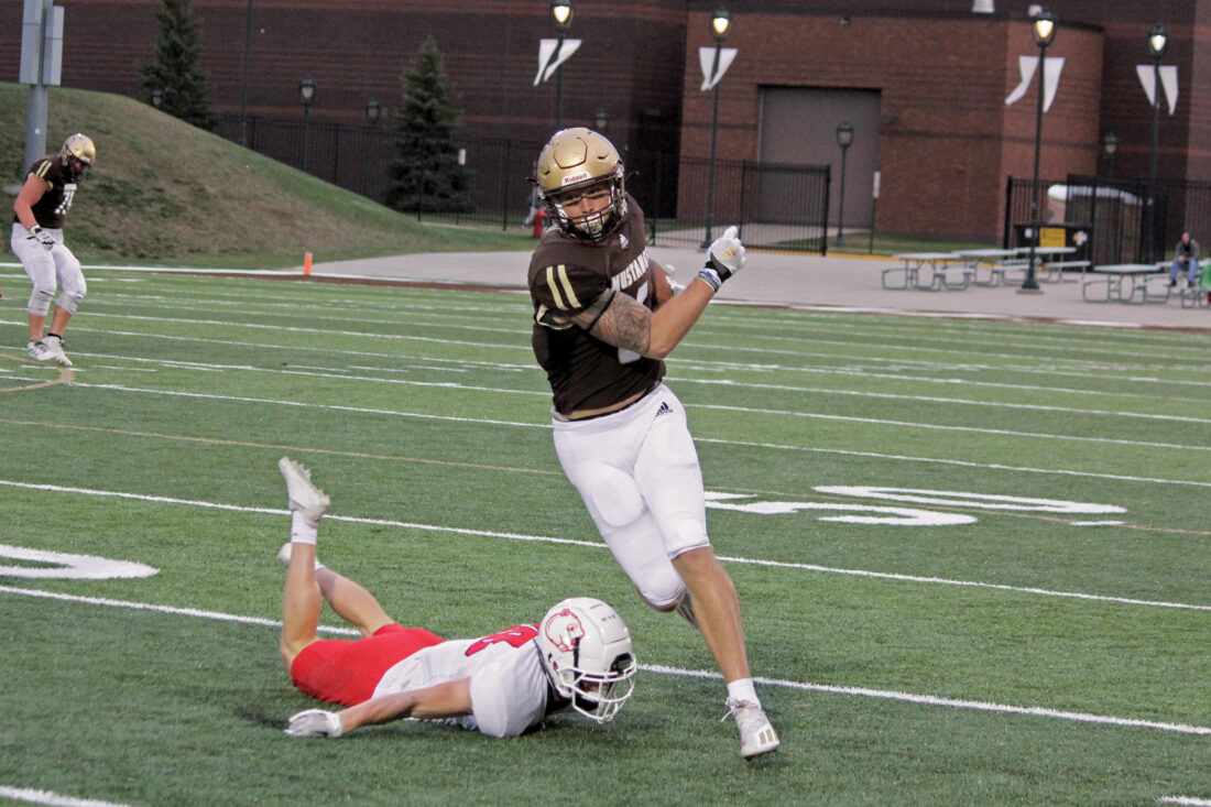 The Mustangs hang on for a 27-20 win in an OT thriller against Minot ...